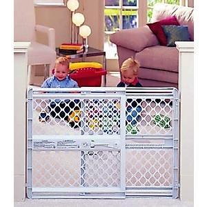 MYPET North States Universal Pet Gate: 26” - 42” Wide Dog Gate. Use as Pressure Mounted Gate or Swinging Door with Included Hardware. Dog Gates for Doorways, 26" Tall, Gray