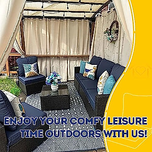 AAAAAcessories Outdoor Cushion Covers for Patio Furniture, Water-Resistant Replacement Patio Cushion Covers Set of 4 - Covers Only, 24 x 24 x 4 inch, Navy Blue