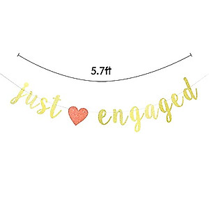 Just Engaged Banner,Engagement Party Decor,Bachelorette/Wedding/Engagement/Bridal Shower Party Decorations (Gold)
