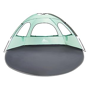 NXONE Beach Tent Sun Shade Shelter for 2-3 Person with UV Protection, Extended Floor, 3 Mesh Roll Up Windows & 8.0mm Fiberglass Rods丨Carry Bag Included (Mint Green)