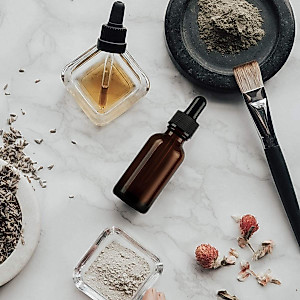 Eye Dropper Bottle, Hoa Kinh 48 Pack 1 oz 30ml Amber Glass Dropper Bottle with Droppers, 2 Funnels for Essential Oils, Perfumes (Brown, 1oz)