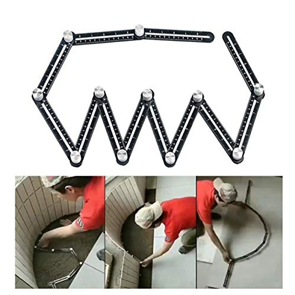 Multi Angle Measuring Ruler 12-Side Alloy Angle Finder Template Tool 12- Folding Ruler Brick Tile Wood Corner Positioning Tools