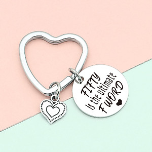 7RVZM 50Th Birthday Keychain Wife Gift Grandpa Gift Aunt Gift 50 Year Old Keychain For Men 50Th Gift Wife Gift, 50th Birthday Keychain, Standard