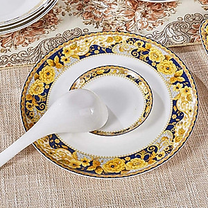 GagalU Dinnerware Set,46 Pieces Vintage Flower Pattern Plates Bowls Combination Ceramics Dinnerware Set Bone China Tableware Set
