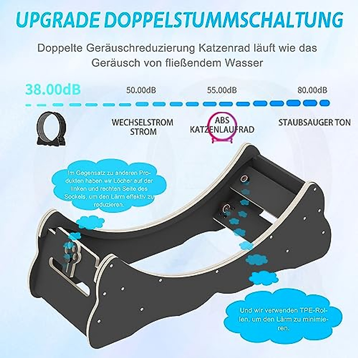 Cat Wheel Exerciser for Indoor Cats, Diameter 43.3" 45.27" H Large Cat Exercise Wheel Indoor with Locking Mechanism, cat Wheel Ultra-Quiet Running Protect Spine,Reduce Vet Bills Perfect for Big Cats