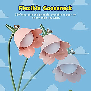 Neporal Small Desk Lamp, Rechargeable LED Desk Lamp Touch Control with 360° Bendable Adjustable Neck , Kawaii Room Accessories, Dimmable Cute Desk Lamp, Pink