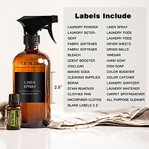 HVSWLY Minimalist Laundry Room Labels，30 Matte Waterproof Labels for Jars Spray Bottles and Detergent Dispensers, Preprinted Laundry Room Organization Labels Set(Black)