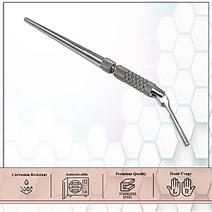 Scalpel Handle #4 Adjustable Stainless Steel Knife, With 180° Rotation Blade Holder Fits Blades No. 20-25 for Students & Biology Labs, DIY Crafts, Model Making, Repair Equipment