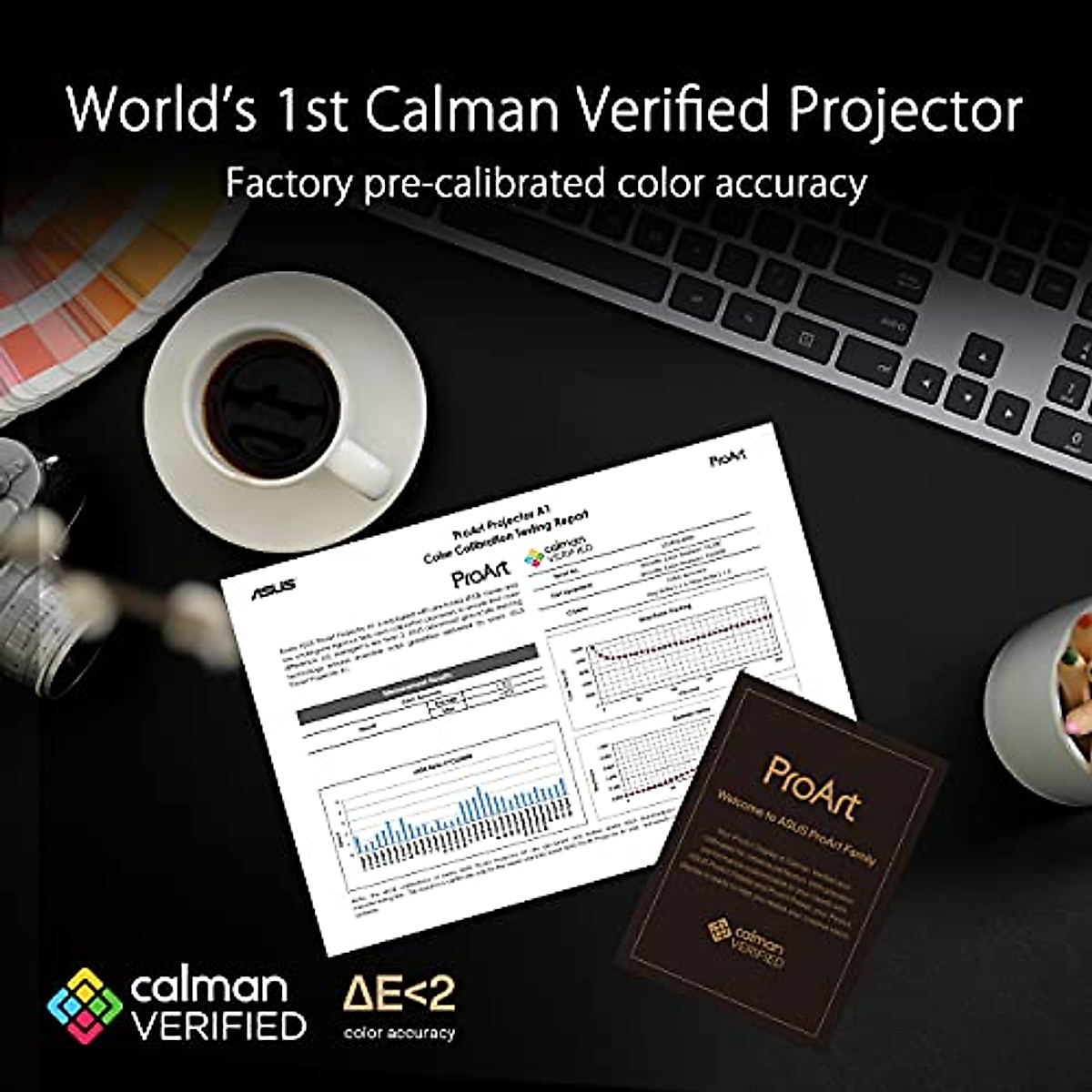 ASUS ProArt A1 LED Professional Projector - Full HD, 3000 Lumens, ∆E < 2, 98% sRGB and Rec. 709, World’s First Calman Verified Projector, 2D Keystone Correction, 1.2X Zoom Ratio, Wireless mirroring