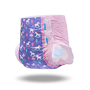 Littleforbig Adult Printed Diaper 40 Pieces (4 Packs) - Little Fantasy (Medium 28"-38")
