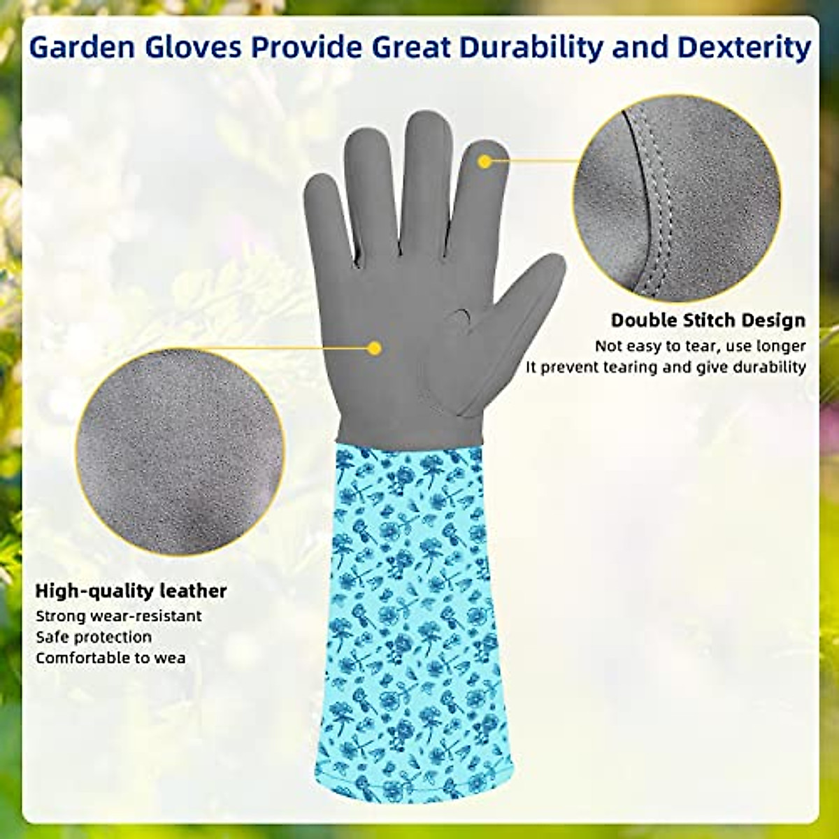 Long Gardening Gloves for Women Thorn Proof, Comfortable Soft Leather Garden Gloves for Gardening, Cleaning, Digging