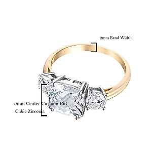 Samie Collection 3 Stone CZ Engagement Ring for Women Inspired by Royal Wedding in Gold Plating, Size 9