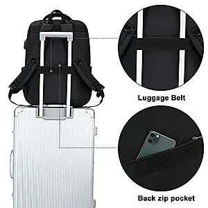 CAMTOP School Backpack College Laptop Backpacks with USB Charging Port 15.6 Inch Computer Bookbag for Women Girls(17 Inch, Black)