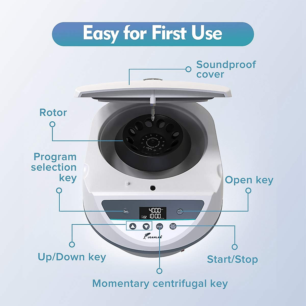 Benchtop Centrifuge Machine for PRP Digital Lab Centrifugadora de Plasma 2ml/5ml/ 10ml /15mlx8 Capacity,500-5000rpm|3074xg w/Timer