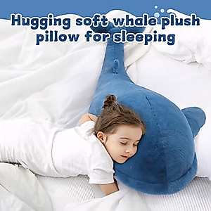Tezituor Large Whale Stuffed Animal, 4ft Giant Stuffed Whale Plush Ocean Toys, 43.3 inch Big Whale Plush Pillow for Girls Boys
