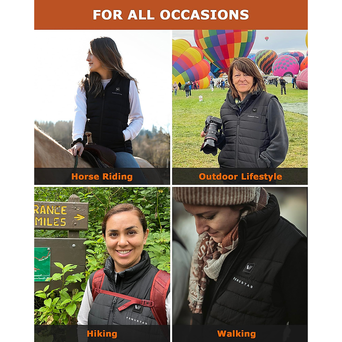 Venustas Women's Heated Vest with Battery Pack 7.4V, Lightweight Heated Coat for Women