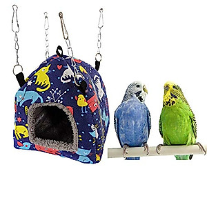 Bird Hut Nest Hammock Tent Bed Toy for Medium Large Pet Parrot Parakeet Cockatiel Conure Cockatoo African Grey Amazon Eclectus Lovebird Hamster Chinchilla Ferret Squirrel Cage Swing
