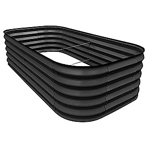 PINTIA1 Steel Raised Garden Beds for Vegetables Flowers, Large Outdoor Planter Herbs Garden Bed Galvanised Steel (6X3X1.45 FT, Charcoal Grey)