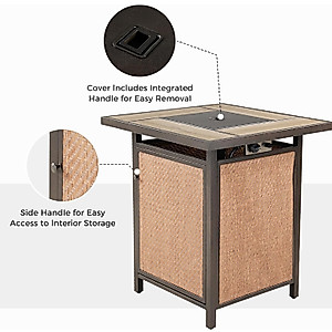 Grand patio 5-Piece Patio Swivel Bar Set with Fire Pit Table 60,000 BTU Heat Output, Outdoor Counter Height Patio Bar Stools Set of 5, High Bar Chairs with High Back, Black&Grey Plaid