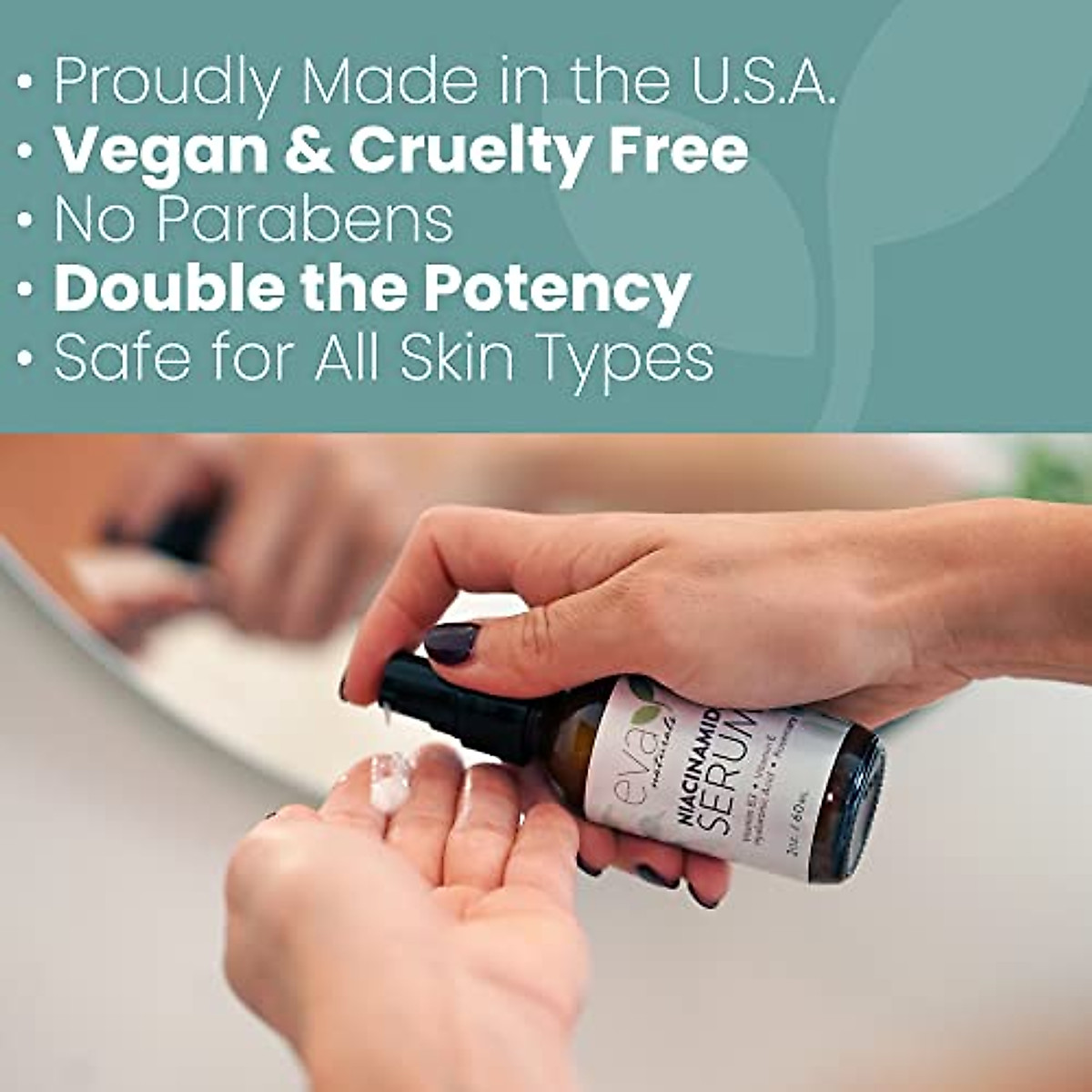 Niacinamide Serum for Face, Firming Moisturizer Serum with Niacinamide Vitamin B3 + Hyaluronic Acid - Pore Minimizer, Restores Elasticity, Reduces Blemishes, Discoloration Serum (2oz)