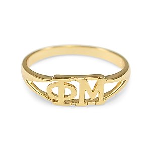 The Collegiate Standard Phi Mu 14k Gold Plated Sorority Ring with Greek letters (11)