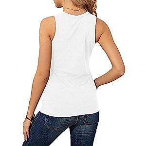 Langwyqu Womens Crewneck Sleeveless Tank Tops Summer Casual Loose Fit Basic Shirts White