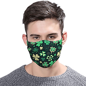 Shamrock Face Mask St. Patrick's Day Masks Washable Cloth Mask Reusable Breathable Cloth Irish National Day Fashionable Green Masks for Adults 3 PCS
