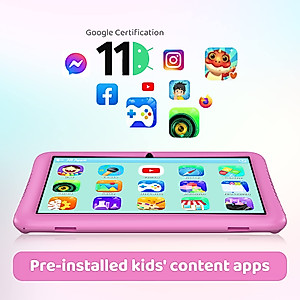 TOSCiDO 10 inch Kids Tablet, Tablet for Kids, Android 11, 32GB ROM, Quad Core Processor, 1280 * 800 IPS HD Display, Parental Control, WiFi, Dual Cameras with T201 Kids Tablet Case - Pink