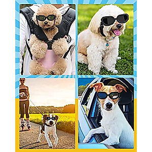 Lewondr Dog Sunglasses Small Breed Dogs Goggles UV Protection,Goggles for Small Dogs Eye Wear Protection with Adjustable Strap Windproof Anti-Fog Sunglasses for Small Dogs Doggy Doggie Glasses,Black