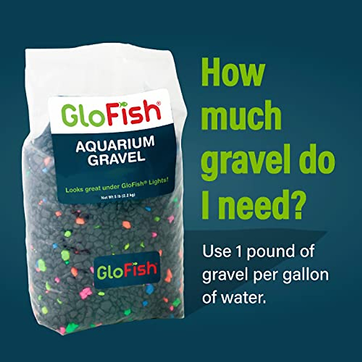 GloFish Aquarium Gravel, Fish Tank Gravel, Black With Fluorescent Accents, Compliments GloFish Tanks, 5 lb Bag