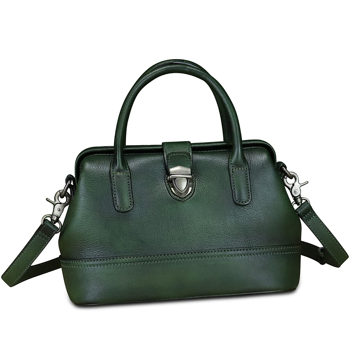 Genuine Leather Satchel Handbag for Women Purse Top Handle Bags Handmade Vintage Crossbody Bag Purses (Green) Medium