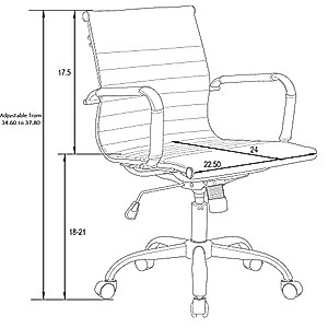 LeisureMod Harris Modern Adjustable Swivel Leather Task Office Chair, Navy Blue