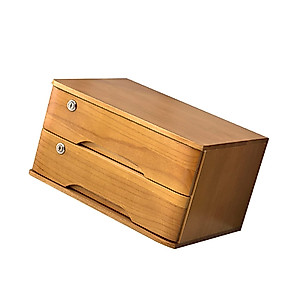 YUZDNM Flat File Cabinet Storage - Desktop Storage Box with Drawers, Desktop Drawer Cabinet, Wooden File Cabinet/Desktop Storage Cabinet/Data Cabinet, 2/3/4 Tier with Lock (Size : 2 Layer)