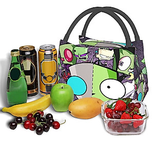 CONPELSON Lunch Bags Invader Anime Zim Insulated Lunch Tote Reusable Portable Lunch Box for Outdoor Office Picnic 11 X 6.5 X 7 in