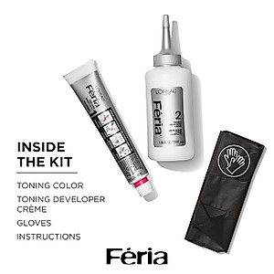 L’Oréal Paris Feria Long-Lasting Anti Brass Power Hair Toner, Ammonia Free Demi Permanent Hair Color, Pearl Blonde Hair Toner, 1 Application