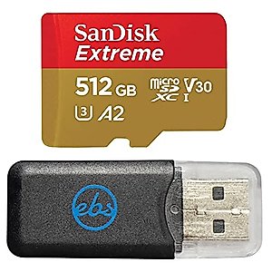 SanDisk Extreme 512GB V30 A2 MicroSDXC Memory Card Works with DJI Mavic 3 Fly, Mavic 3 Cine, Mavic 3 Drone (SDSQXAV-512G-GN6MN) 4K U3 UHS-I Bundle with 1 Everything But Stromboli Micro SD Card Reader