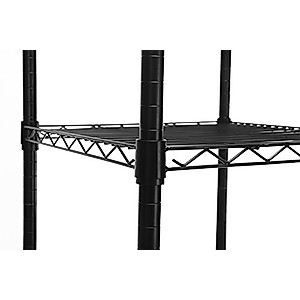 HollyHOME 5 Shelves Adjustable Steel Wire Shelving Rack in Small Space or Room Corner, Metal Heavy Duty Storage Shelf, Utility Rack, Bathroom Storage Tower Kitchen Shelving, Thicken Tube, Black