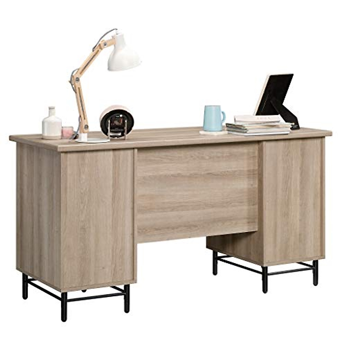 Sauder Anda Norr Executive Desk, L: 56.3" x W: 22.13" x H: 29.53", Sky Oak Finish