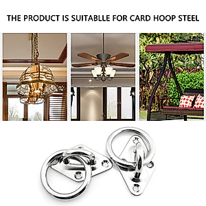 heyous 2-Pack M8 304 Stainless Steel Heavy Duty Pad Eye Hook Plate Staple Ring with Mounting Screws for Yoga Hammock Swing Marine Boat Application