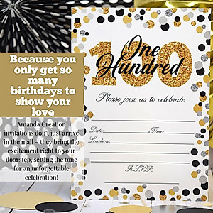 Confetti Polka Dot 100th Birthday Party Invitations, 20 5x7 Fill In Cards with Twenty White Envelopes by AmandaCreation
