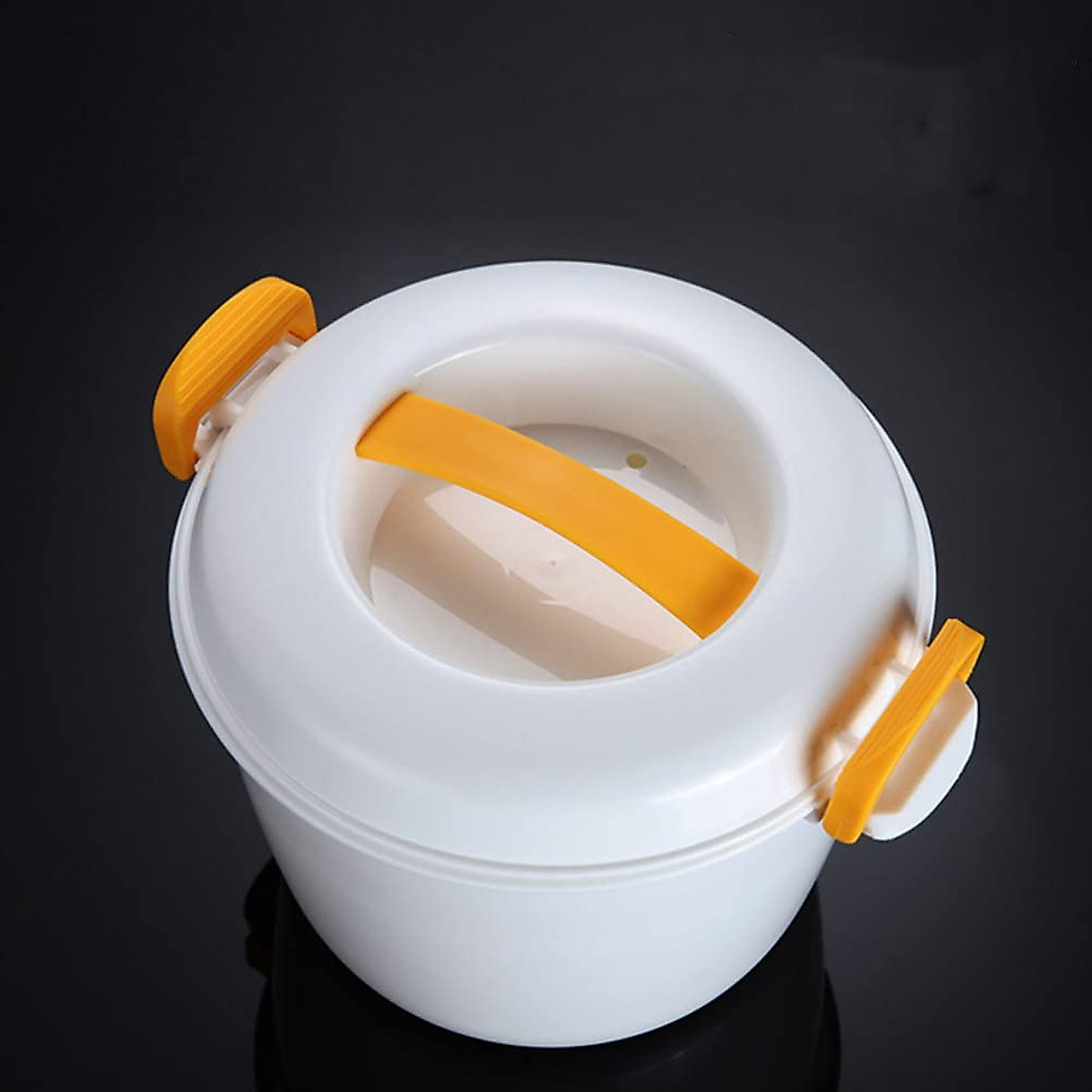 OSALADI 1L Microwave Rice Cooker Mini Rice Cooker Steamer Keep Warm Function for Soups Stews Grains Oatmeal Yellow