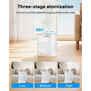 Sponvatt Humidifiers for Bedroom Home,2.5L Top Fill Cool Mist Air Humidifier for Large Room Baby Nursery,Quiet Ultrasonic,With Oil Diffuser and Nightlight,for Plants,Office,Easy to Clean,Auto Shut-Off