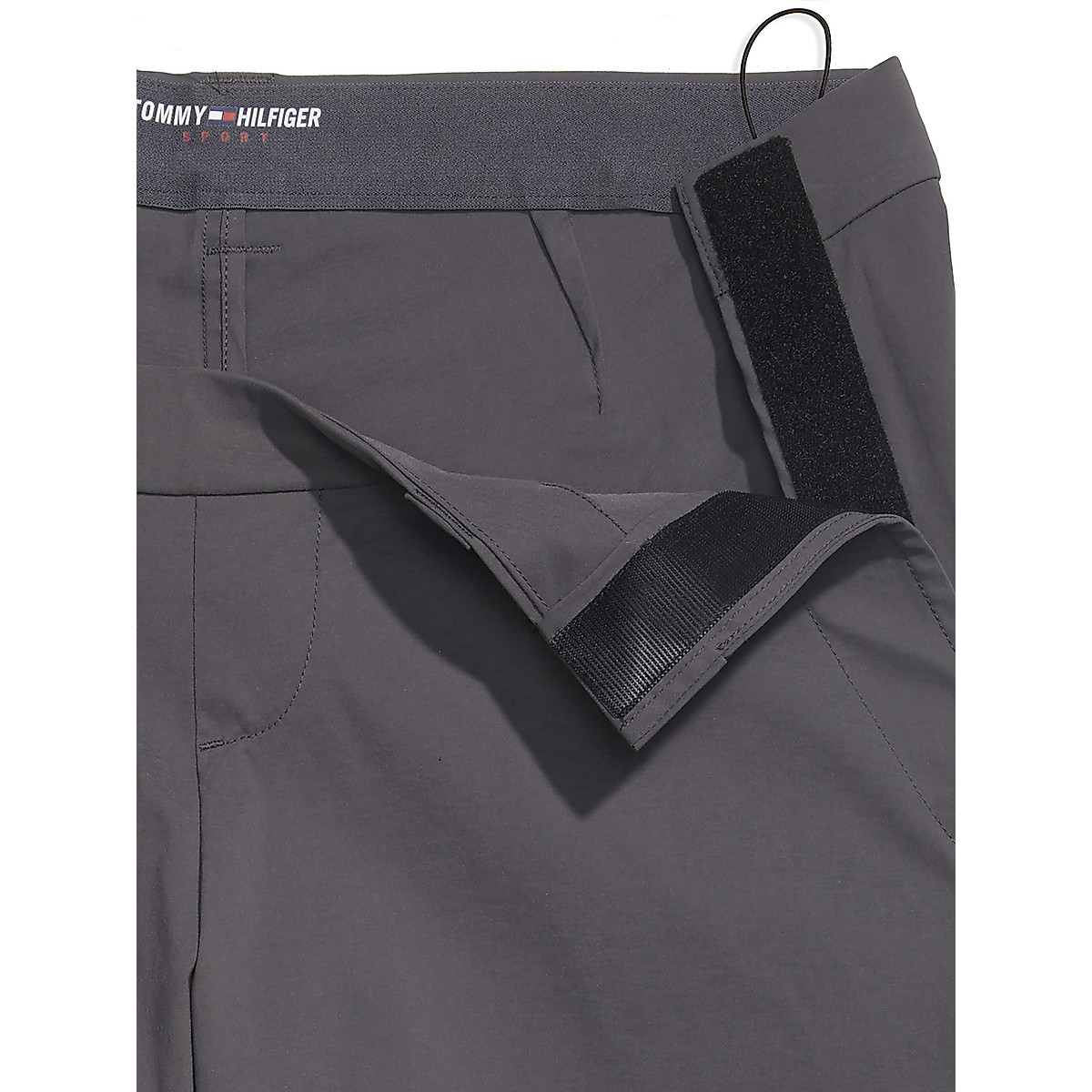 Tommy Hilfiger Men's Adaptive Seated Fit Chino Performance Short with Adjustable Waist, Dark Ash, 40