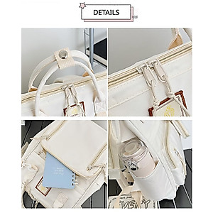 DEEPWIN Kawaii Backpack With Cute Accessories Nylon Shoulder Crossbody Backpack With Small Wallet Accessories (BLACK)