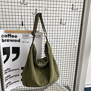 Large Capacity Canvas Hobo Bags for Women and Men, Purses Shoulder Bags, Casual Crossbody Bags, Tote Messenger Bag Handbag for Work, Shopping, Travel （474/Green）