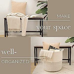 GooBloo Large Cotton Rope Woven Storage Basket - 18” x 16” Tall Decorative Cotton Rope Basket for Living Room, Toys or Blankets - Wicker Baskets with Handles - Cute Baby Laundry Hamper