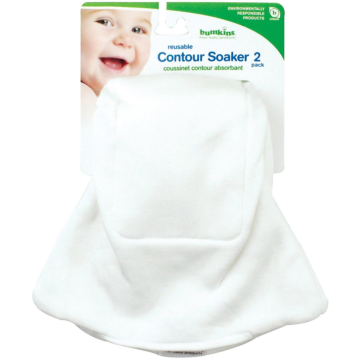 Bumkins Reusable Cloth Contour Soaker, One Size, 2ct