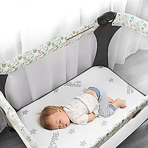 Pack and Play Mattress Topper Fits For Graco & Baby Trend &Pamo Babe Playard, Waterproof Bamboo Dual Sided (Firm for Babies) & Soft Foam (for Toddlers) Playard Mattress Pad, Foam Baby Playpen Mattress