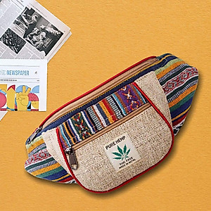 Fanny Pack Fringe/Phanny pack-Handmade Fanny packs with Pure Himalayan Hemp for Men and Women Festival Bag Belly Fanny Pack Bum Bag Boho Fanny Pack for Dog Walking - Hip Waist Bag Small Hippie