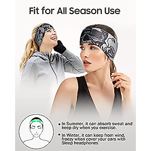 MUSICOZY Sleep Headphones Bluetooth Headband, Wireless Sleeping Headphones Music Sport Headbands, Long Time Play Sleeping Headsets Built-in Thin Speakers, Skulls Design for Sleeping Yogo